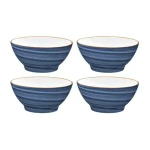 Turgla Home Dusk Round Porcelain Breakfast Bowl Set Of Four - Blue