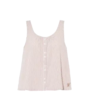 NUDEA Seersucker Button Cami Mocha Stripe - Brown