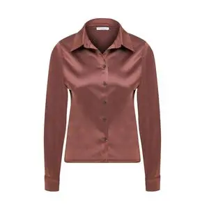 MAAN ISTANBUL Acetate Satin Shirt - Brown
