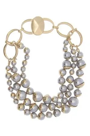 Saachi Half Moon Pearl Statet Necklace - Grey