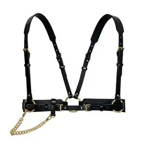HAUTE CUIR Tara Chained Leather Harness - Black