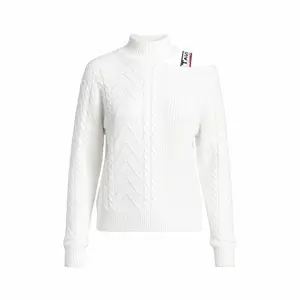 CHUKS COLLINS Neutrals / Red / White Victorian Cut Out Shoulder Ivory Sweater Diffusion Collection - Red/white