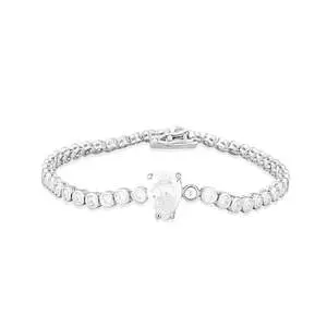 SHYMI Round Tennis With Center Pear Stone - Silver