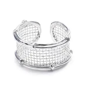 GERMAN KABIRSKI Netta Minimalist And Titanium Mesh Open Band Ring - Silver