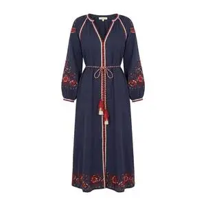 Adrift Clothing Robin Belted Dress In Navy Nomad