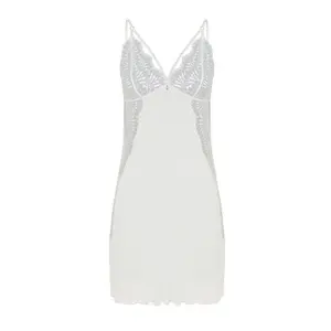 OH!ZUZA NIGHT&DAY Poem Short Lace-trim Nightdress – Cream - White