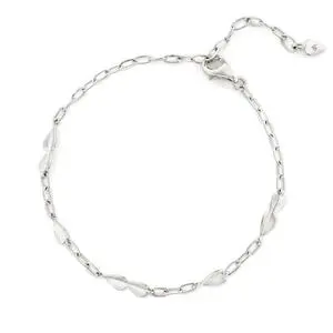 DINNY HALL Silver / White Folded Heart Silver Dainty Chain Bracelet - Silver/white