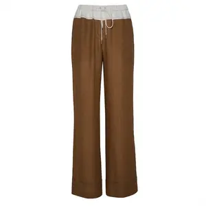 THE SUMMER EDIT Tia Luxe Linen Trouser Cognac - Brown