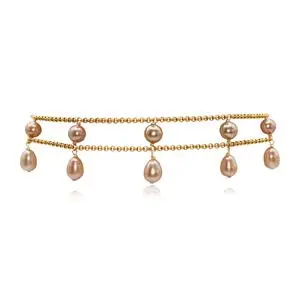 MARQUISE SWIM Gold / Pink Necklace Duchess Choker Salmon Pink Pearl - Gold/pink