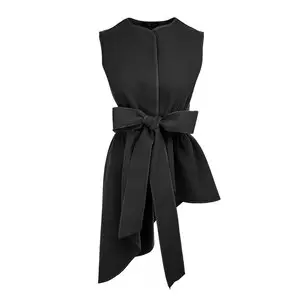 IZABELA MANDOIU Sleeveless Asymmetrical Belted Vest