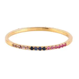 ARTISAN Multicolor Sapphire Band Ring In 18k Yellow Gold - Blue/yellow