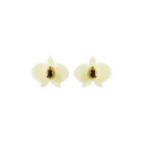 GISSA BICALHO Neutrals Acrylic Handmade Earring Xs Orchid Cream - Purple/white