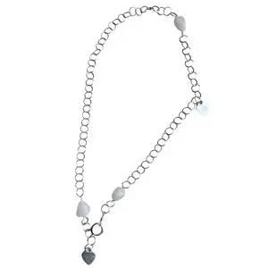 TG-JEWELLERY BY TAMARA GERVASIO Silver / Pink Rose Quartz Pebble Sterling Silver Heart Necklace One Of A Kind - Silver/pink
