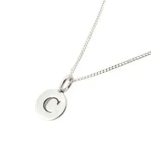 HARFI Initial Letter Personalised Charm Sterling Necklace - Silver
