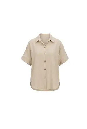 JAMES LAKELAND Relaxed Short Sleeve Blouse – Oatmeal - Brown