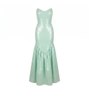 NOMI FAME Strapless Sequined Corset Mermaid Gown - Green
