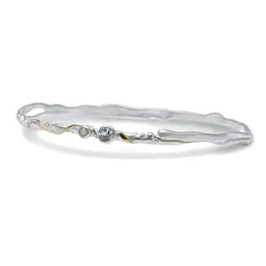 ISLA SILVER Delicate Opal & Blue Topaz Sterling Bangle - Silver