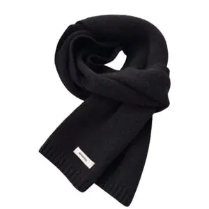 MY LITTLE NATURE Color Natural Wool Scarf Australian Premium Quality Wool - Black