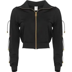 ANTONINIAS Fitcy Short Tracksuit Jacket With Golden Details - Black