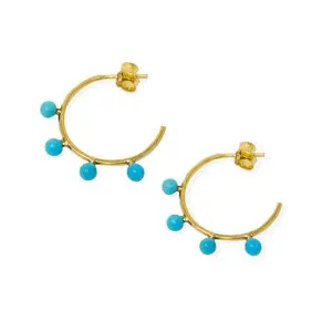 VINTOUCH ITALY Turquoise Beads Hoop Earrings - Blue