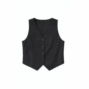 HOUSE OF GL House Of Sage Cotton Check Tailored Vest Top - Black