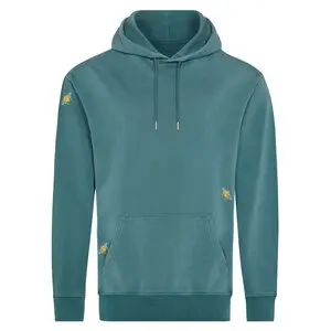 INGMARSON Bee Embroidered Organic Cotton Hoodie Teal - Green