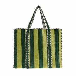 CYC Striped Velvet Tote Bag - Green