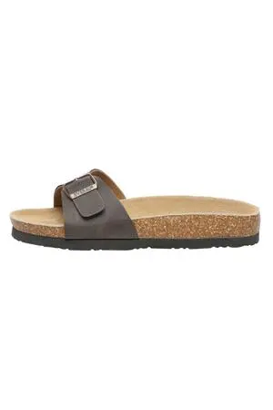 EVERAU AUSTRALIA Swan Leather Slip-on Sandals With Adjustable Buckle - Brown