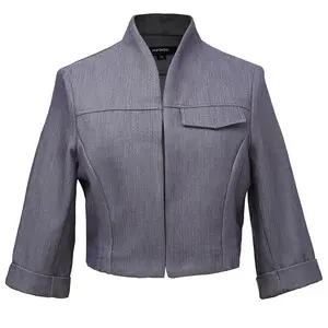 SMART AND JOY Minimalist Crop Jacket - Grey
