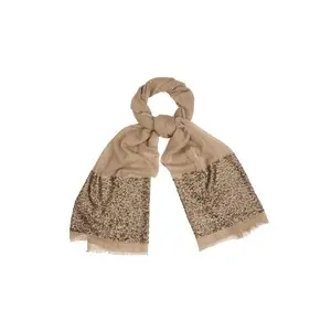 Saachi Wool Sparkle Beige Scarf - Brown