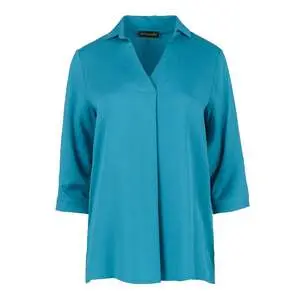 CONQUISTA Turquoise V Neck Top - Blue