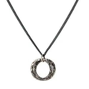 POSH TOTTY DESIGNS Grey / Silver Oxidised Sterling Silver Textured Interlinking Hoops Necklace - Grey/silver