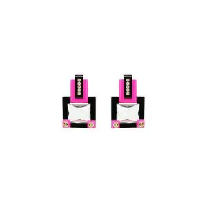 GISSA BICALHO Handmade Acrylic Earring M Deco Rectangular Cut Stone - Pink