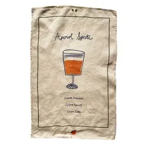 QUEEN OF THE RODEO Linen Tea Towel Aperol Spritz - Orange