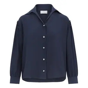 AUGURI Navy Silk Shirt - Blue