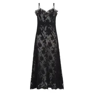 LISA THE LABEL Magnolia Lace Slip Dress - Black