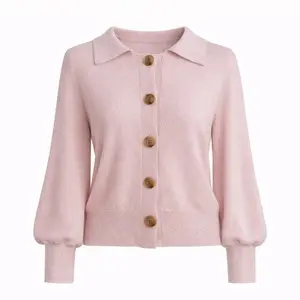 FIORA MUSE Balloon Sleeve Cashmere Cardigan