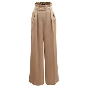SMART AND JOY Pleats Straight Trousers - Brown