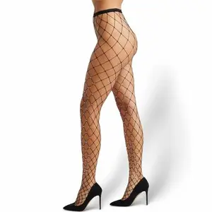 HIGH HEEL JUNGLE BY KATHRYN EISMAN Star Struck Fishnet Tights - Black