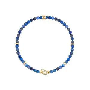 KARMA AND LUCK Gentle Strength Lapis Lazuli Elephant Charm Bracelet - Blue