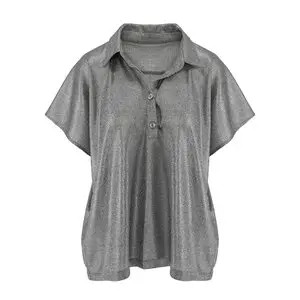 SILVIA SERBAN Jersey “polo” Top - Silver