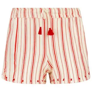 BOUTIQUE KAOTIQUE White / Red Handmade Moroccan Red Striped Beach Shorts - White/red