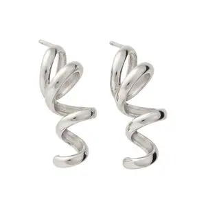 LINYA JEWELLERY Seta Spiral Hoop Earrings - Silver
