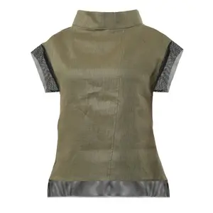 METAMORPHOZA Turtleneck Linen Top In Khaki