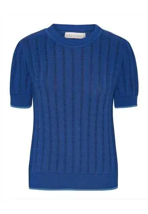 GROBUND Almine Tee – In Bright With Contrast Trim - Blue