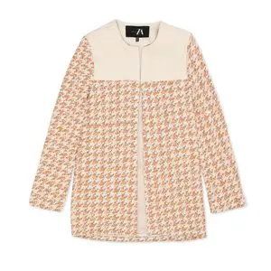MADEBYZA Neutrals Contrasted Creme Houndstooth Jacket