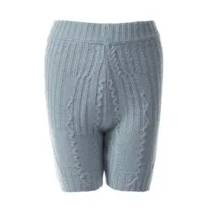 FULLY FASHIONING Fern Cable Wool Blend Knit Shorts - Blue