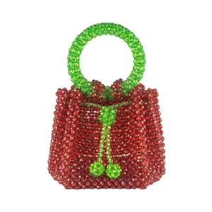 TILLIE BEADS Fresh Green Beaded Bucket Bag - Brown