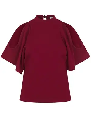 K-WIN LONDON Elegant Butterfly Sleeve Cold-shoulder Top