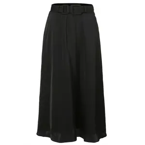 SMART AND JOY Wide Belt Flared Skirt - Black